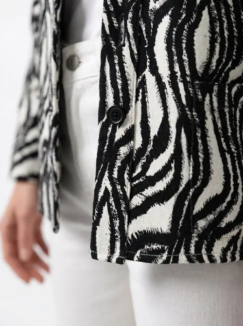 EXQUISE Adelaide Zebra Print Long Sleeve Shirt