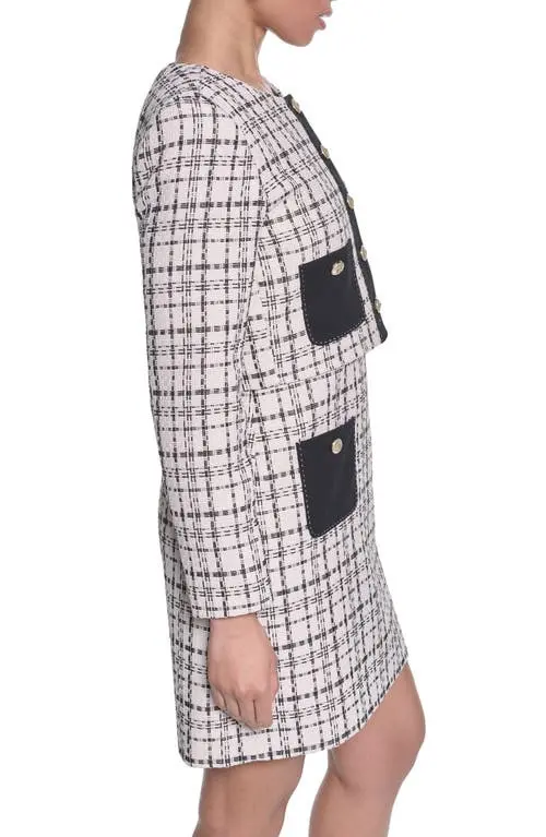 Karl Lagerfeld Paris Contrast Stitch Tweed Jacket