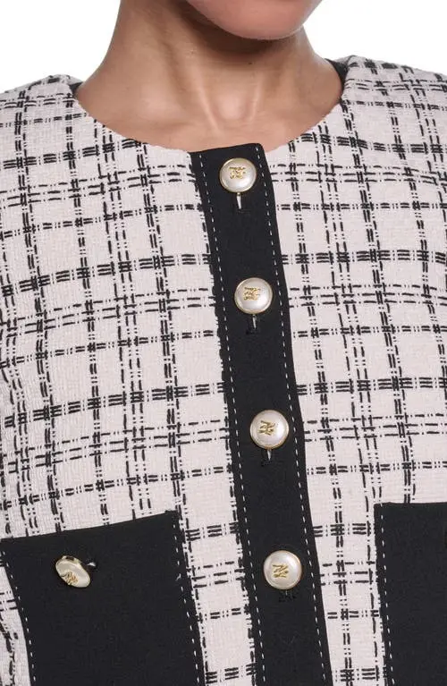 Karl Lagerfeld Paris Contrast Stitch Tweed Jacket