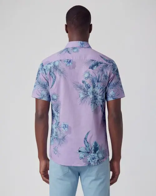 LORDS OF HARLECH Mali Floral Short Sleeve Shirt - Lavender