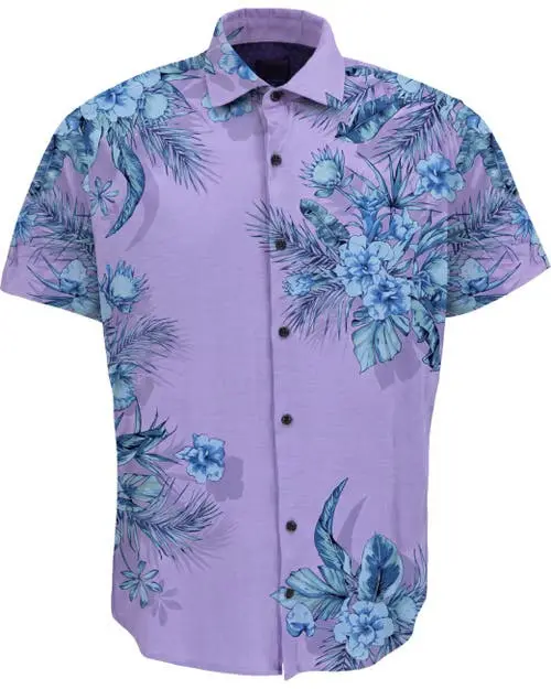 LORDS OF HARLECH Mali Floral Short Sleeve Shirt - Lavender