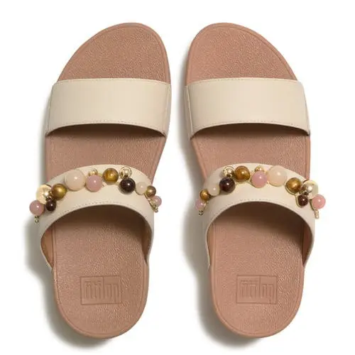 Fitflop Lulu Beaded Slides - Paris Beige