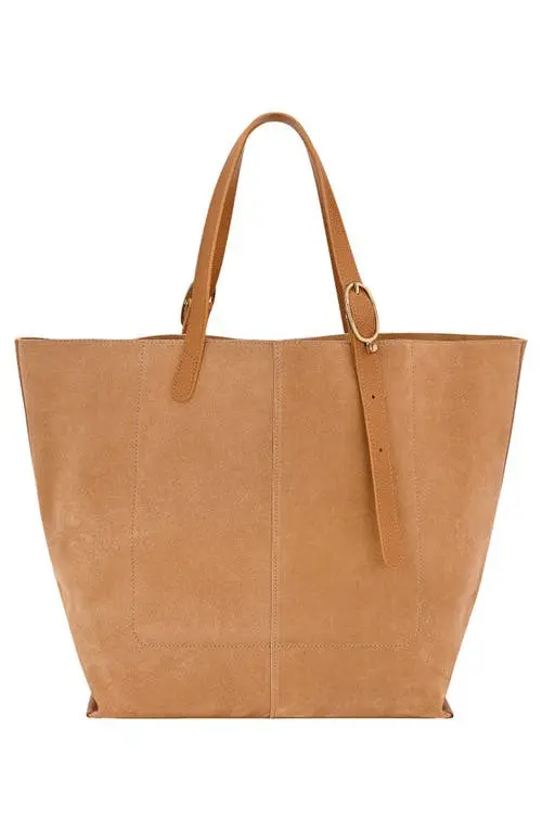 Longchamp Suede And Leather Open Tote