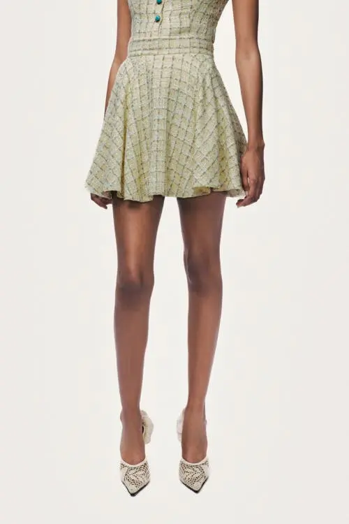 NOCTURNE Ruffle Tweed Mini Skirt