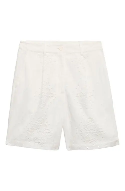 PER UNA BY M&S Floral Embroidered Cotton Shorts - Soft White