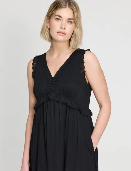 FINERY LONDON Petite Myriam Sleeveless Midi Dress - Black