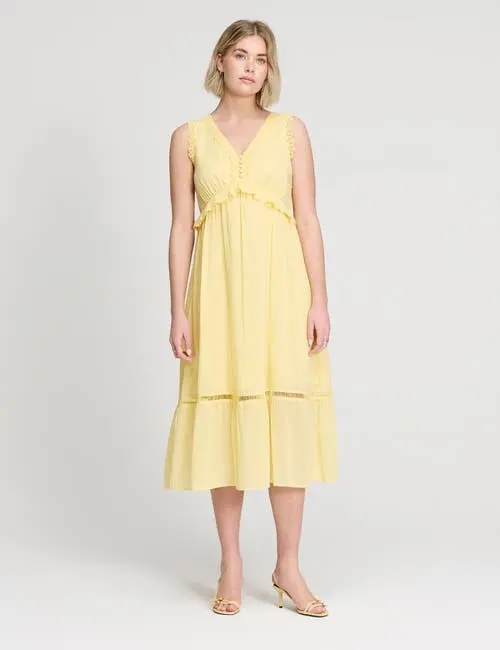 FINERY LONDON Petite Myriam Sleeveless Midi Dress - Yellow