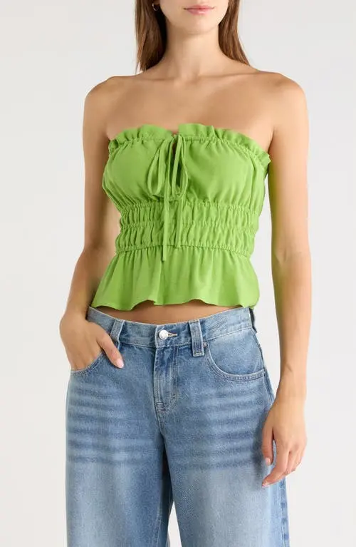 PACSUN Paige Smocked Crop Top - Green