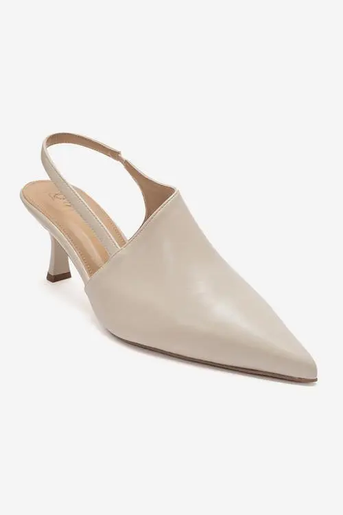 PROLOGUE SHOES Yarel Stiletto Slingback Pump - Ecru