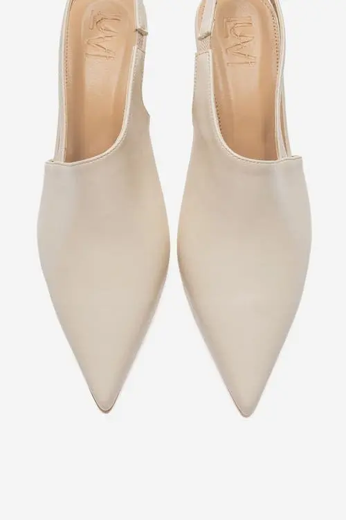 PROLOGUE SHOES Yarel Stiletto Slingback Pumps - Ecru