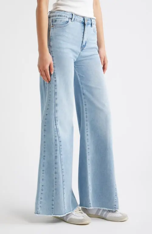 TRACTR Raw Edge Hem Wide Leg Jeans