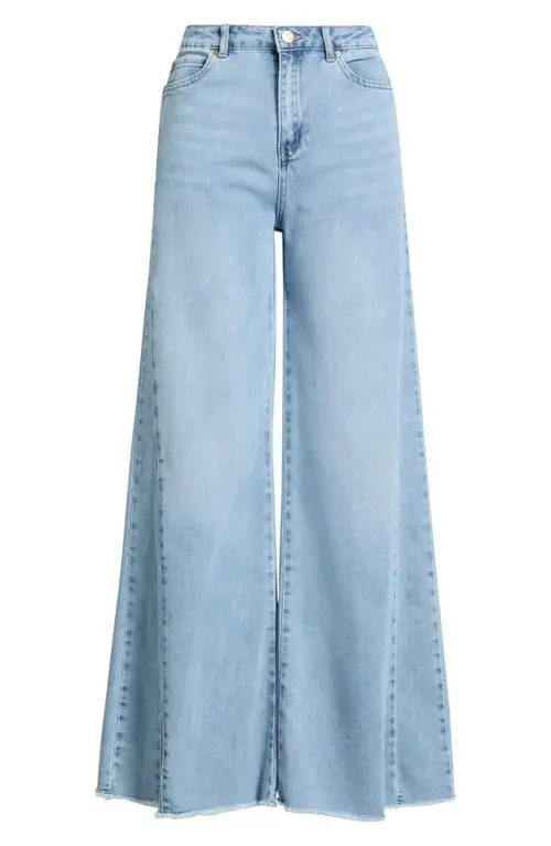 TRACTR Raw Edge Hem Wide Leg Jeans