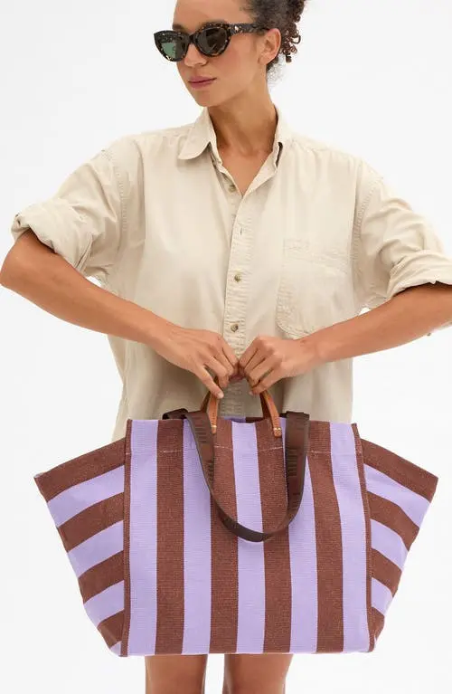 Clare V. Beach Canvas Stripe Tote