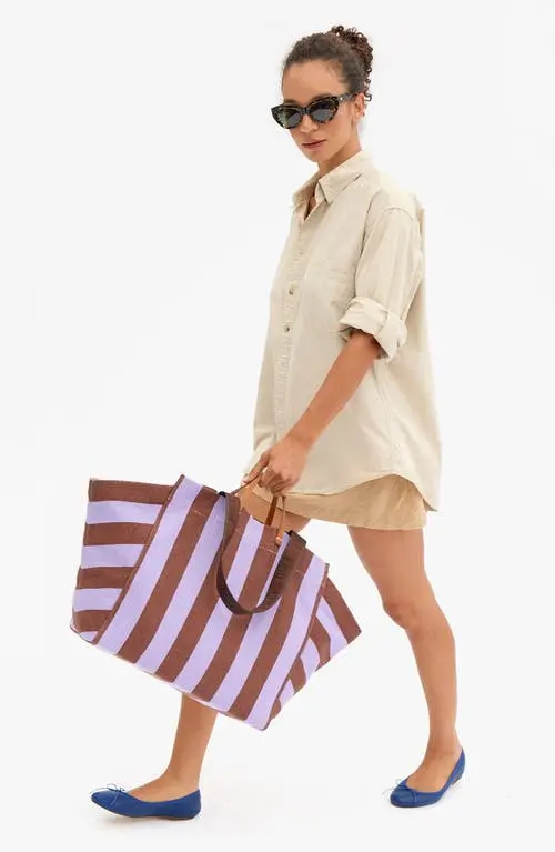 Clare V. Beach Canvas Stripe Tote