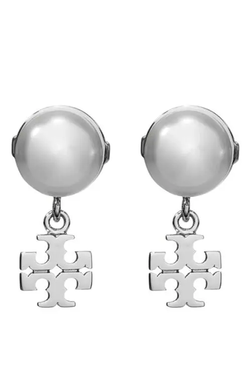 Tory Burch Moondance Faux Pearl Drop Earrings - Tory Silver/gray