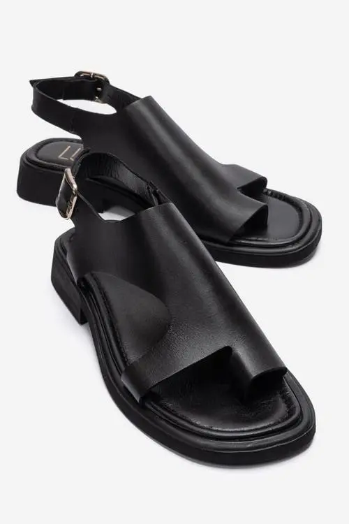 FOREVER & ALWAYS SHOES Burley Leather Slingback Sandal - Black