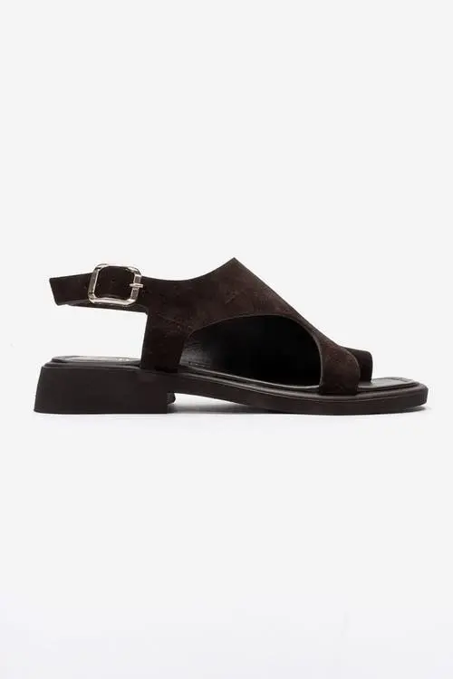 FOREVER & ALWAYS SHOES Burley Leather Slingback Sandal - Brown Suede