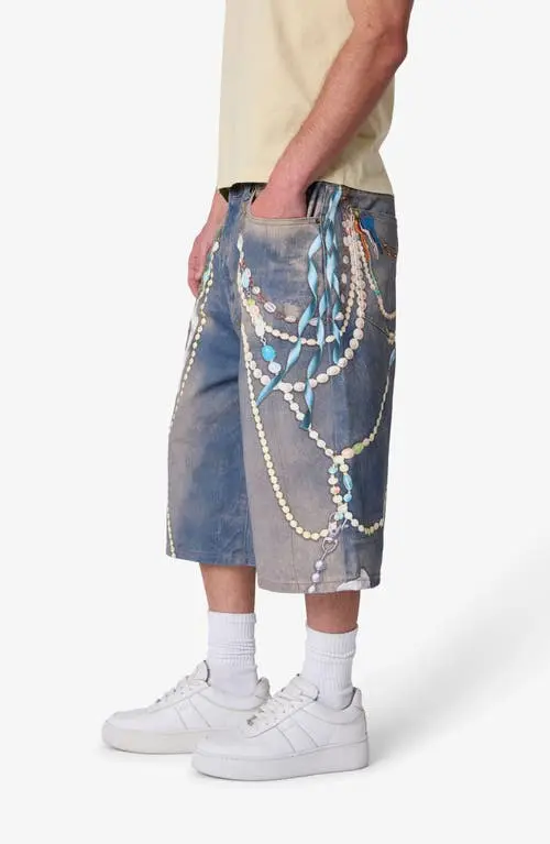 Mnml Ultra Baggy Chain Printed Denim Shorts