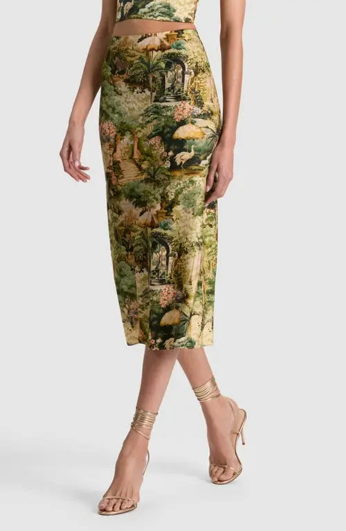 Alice + Olivia Maeve Landscape Print Midi Skirt