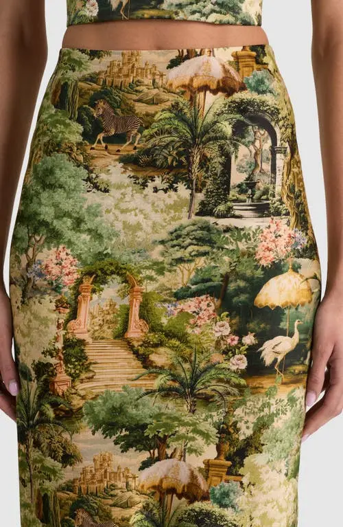 Alice + Olivia Maeve Landscape Print Midi Skirt