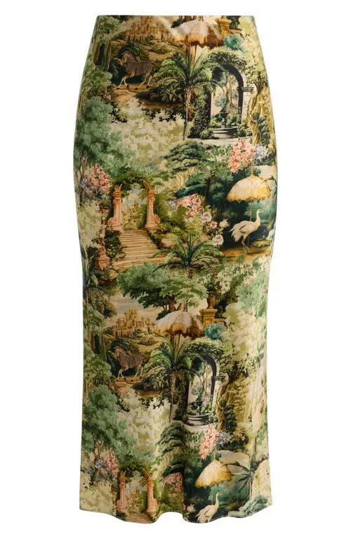 Alice + Olivia Maeve Landscape Print Midi Skirt