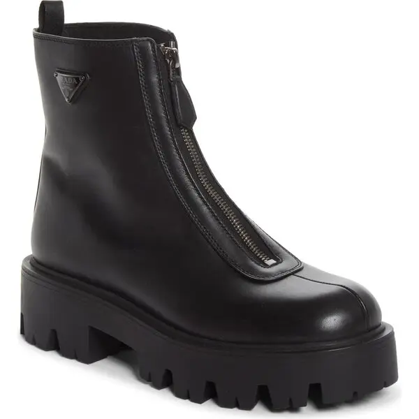 Prada Lug Sole Zip Bootie