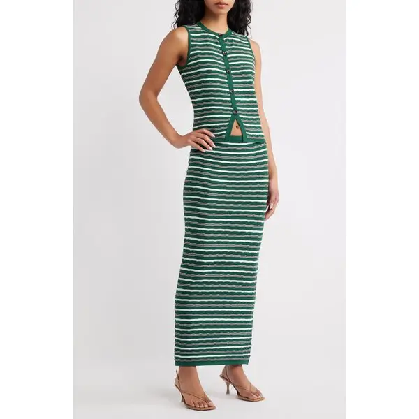 Torn By Ronny Kobo Lizzie Stripe Knit Vest & Skirt Two-piece Set