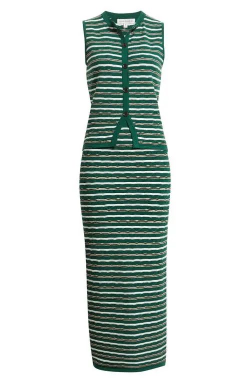 Torn By Ronny Kobo Lizzie Stripe Knit Vest & Skirt Two-piece Set