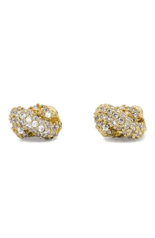 Kate Spade New York Pavé Knot Stud Earrings - Clear/gold.