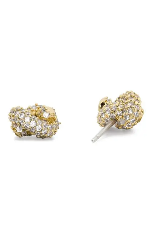 Kate Spade New York Pavé Knot Stud Earrings - Clear/gold.
