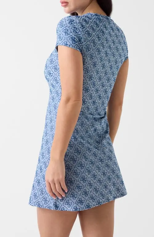 Guess 4g Monogram Jacquard Mini Dress - Navy