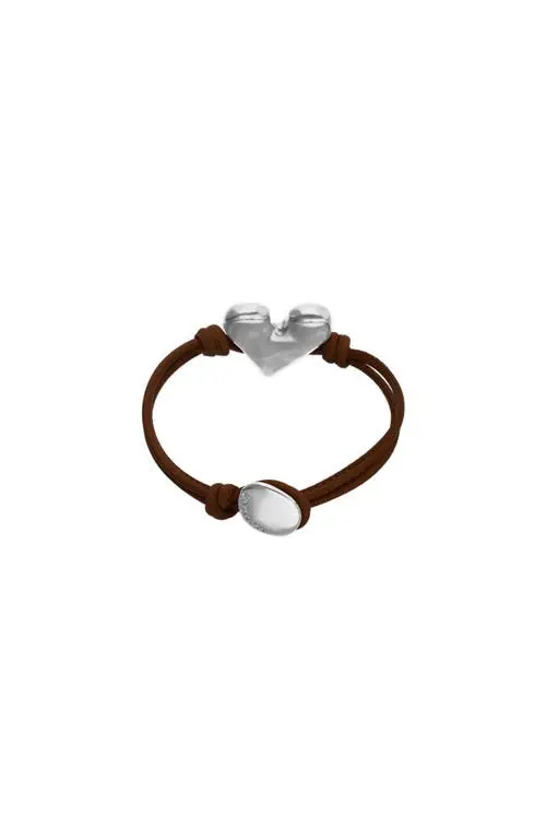 UNODE50 Brown Leather Strap With Sterling -plated Heart Detail