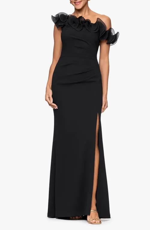 XSCAPE EVENINGS Off The Shoulder Ruffle Gown