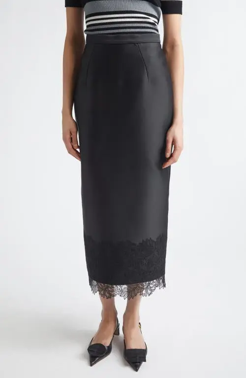 EMILIA WICKSTEAD Winny Lace Trim Cloqué Pencil Skirt - Black