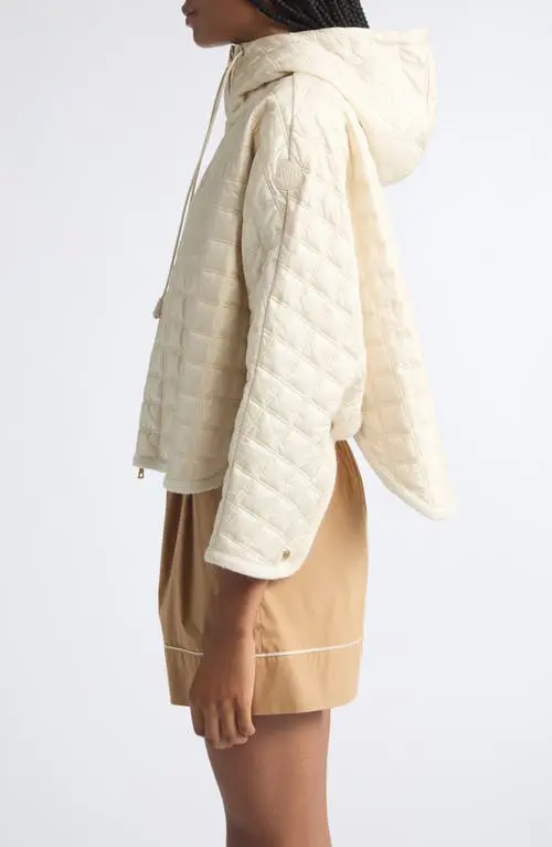 Moncler Boxy Quilted Nylon Cape Coat With Drawstring Hood