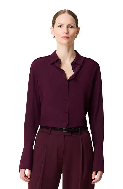 Another Tomorrow Oversized Shirt - Plum