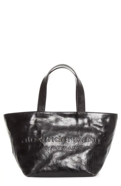 Alexander Wang Small Punch Logo Crinkled Leather Tote - Black