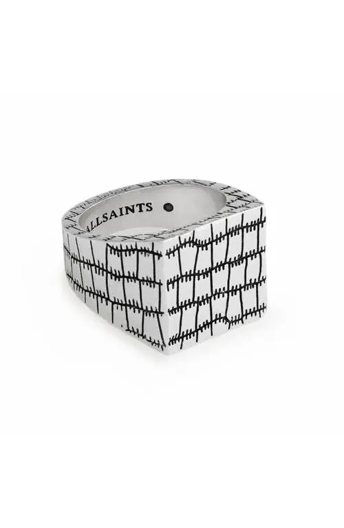 ALLSAINTS Croc Texture Signet Ring