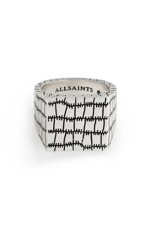 ALLSAINTS Croc Texture Signet Ring