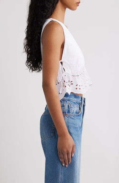 Mango Eyelet Embroidered Peplum Top With Side Ties