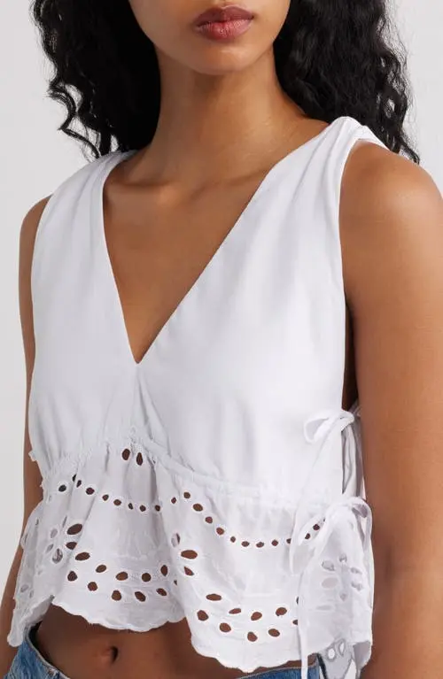Mango Eyelet Embroidered Peplum Top With Side Ties