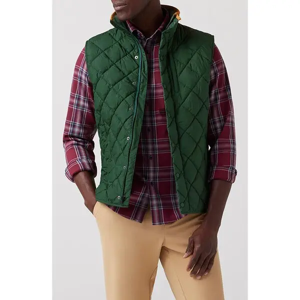 Mizzen+main Belmont Quilted Water Resistant Recycled Polyester Vest - Spruce Solid