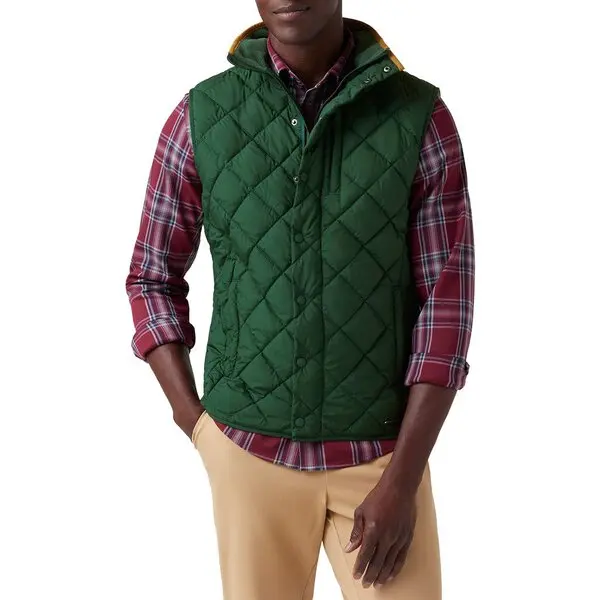 Mizzen+main Belmont Quilted Water-resistant Recycled Polyester Vest - Spruce Solid