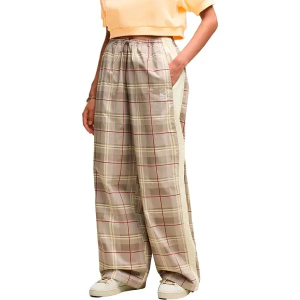 PUMA Relaxed Tartan Woven Pants - Mouse Gray