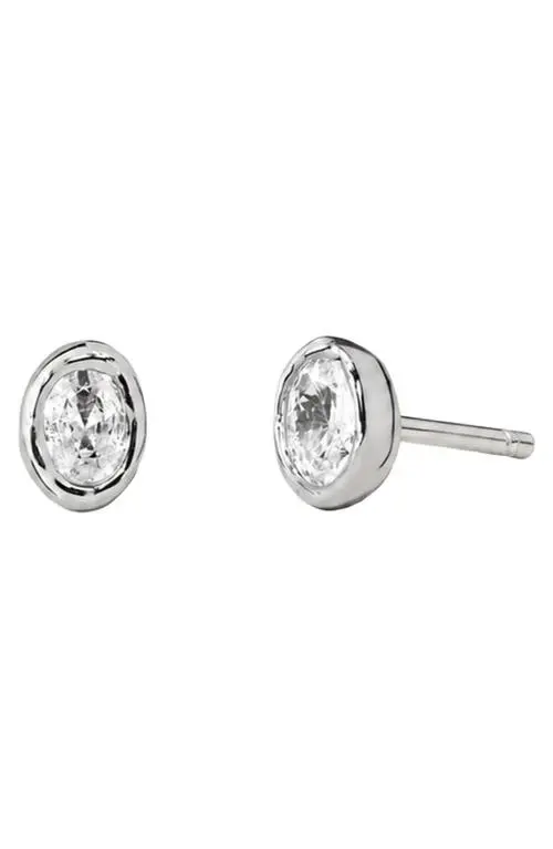 MADE BY MARY Tova Organic Oval Stud Earrings - Silver