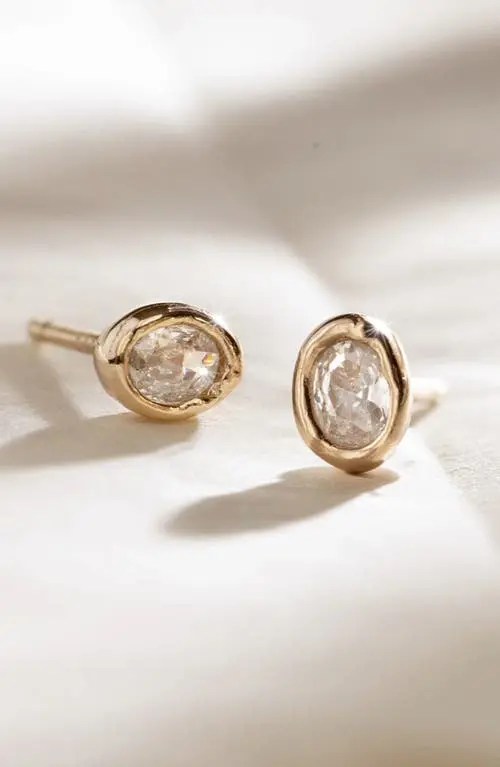 MADE BY MARY Tova Organic Oval Stud Earrings - Silver