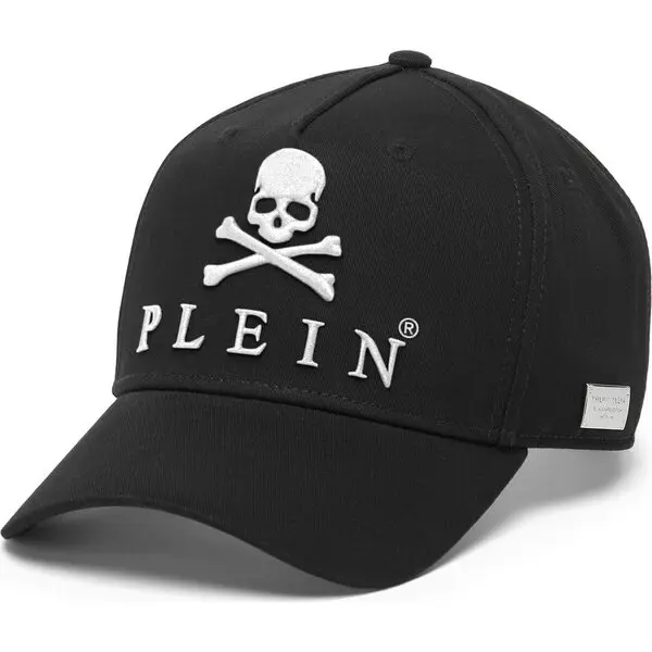 Philipp Plein Baseball Cap With Skull And Bones Embroidery - Black