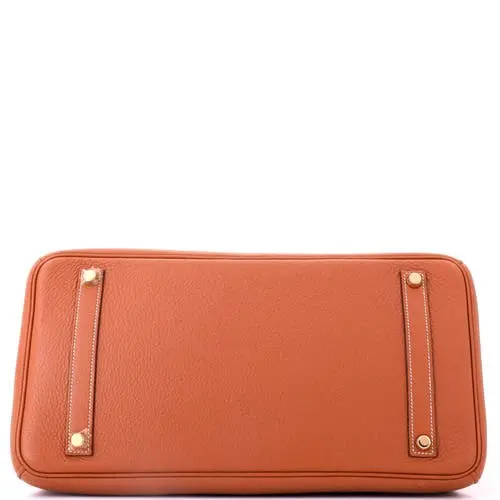 Hermès Birkin Handbag Brown Clemence With Gold Hardware 35