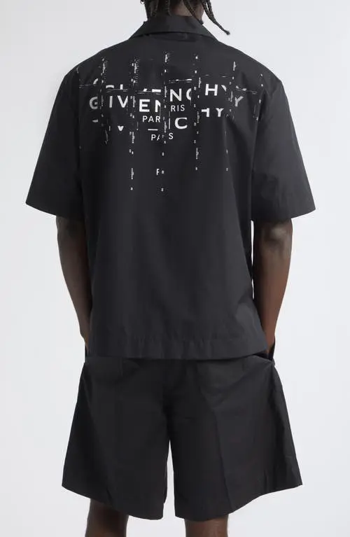 Givenchy Short Sleeve Cotton Poplin Graphic Bowling Shirt