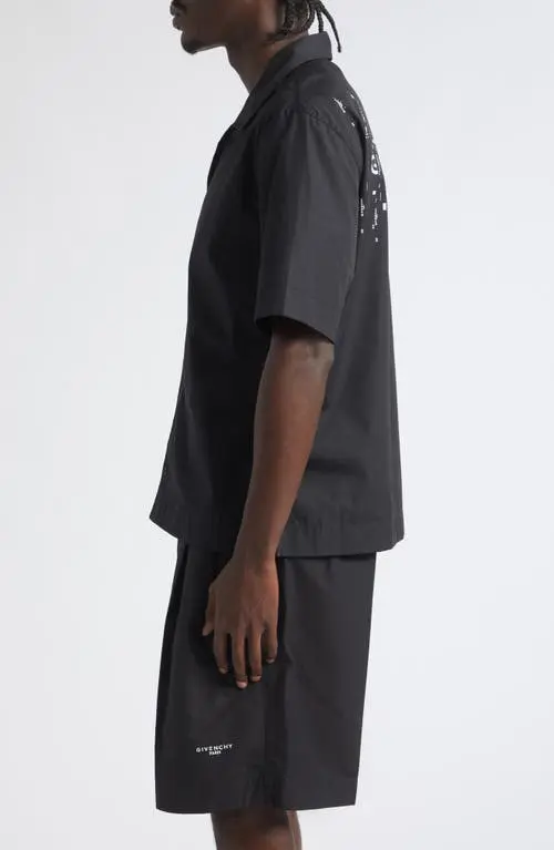 Givenchy Short Sleeve Cotton Poplin Graphic Bowling Shirt